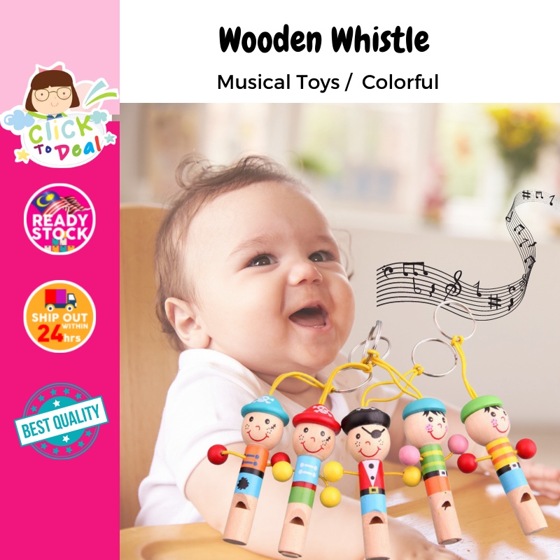 Wooden Whistle Baby Kids Children Educational Musical Playing Cartoon ...