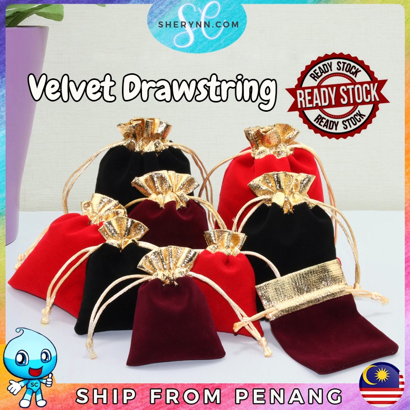 Gold Velvet Drawstring Burlap Bag Linen Pouch Mini Jute Bag Gift Bag ...