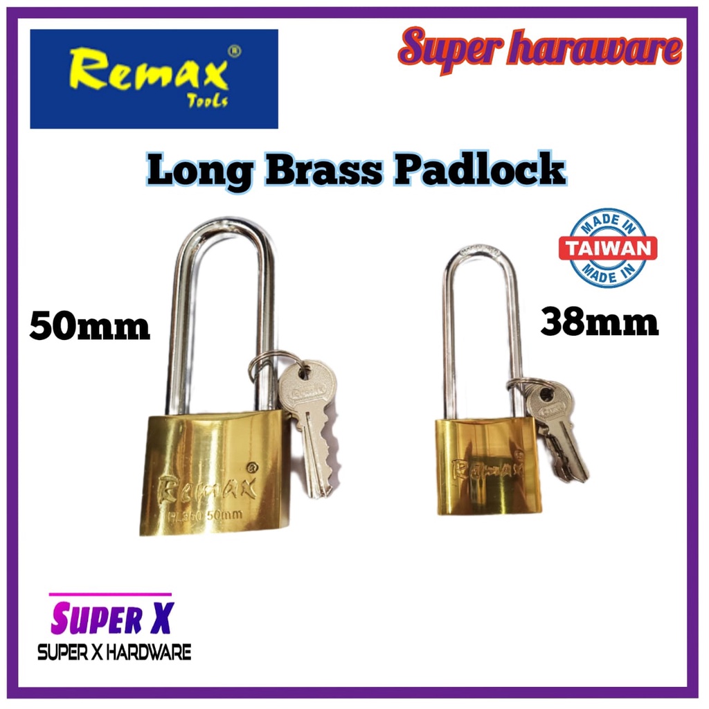 REMAX Long Shackle Brass Padlock/mangga kunci/mangga kunci rumah/solex ...