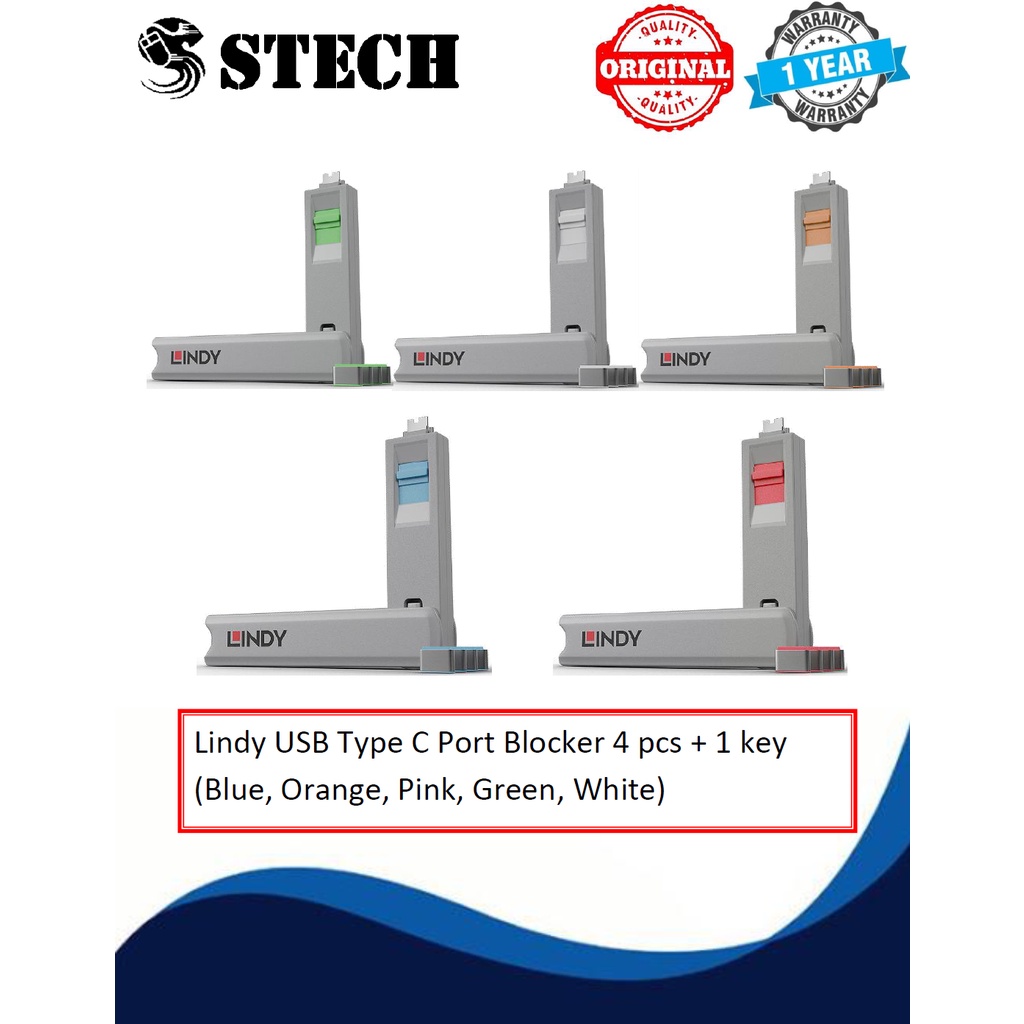 Lindy Usb Type C Usb C Port Blocker With Key 4 Locks 1 Key