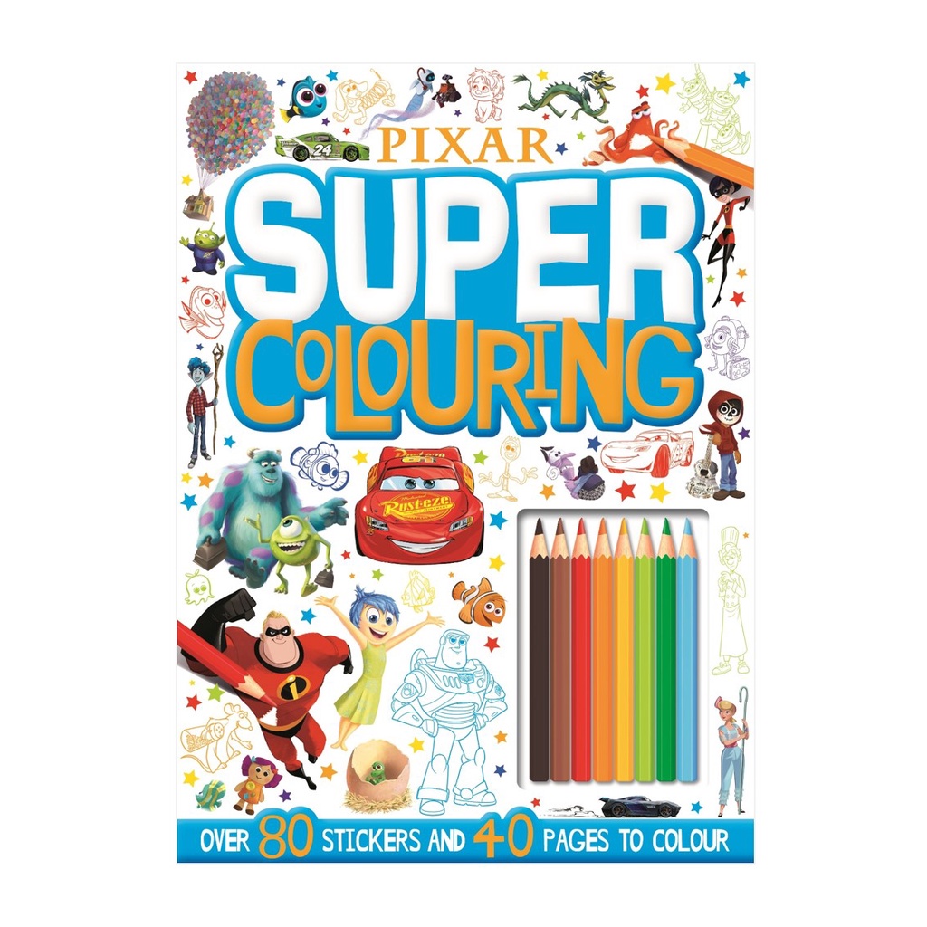 Disney Pixar Super Colouring Book with Color Pencils & Stickers for ...