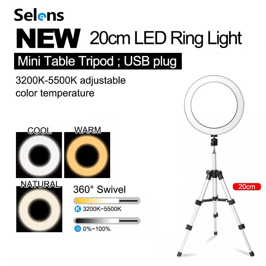 Portable Ringlight 20cm LED Ring Light With Tripod and Flexible Arm ...