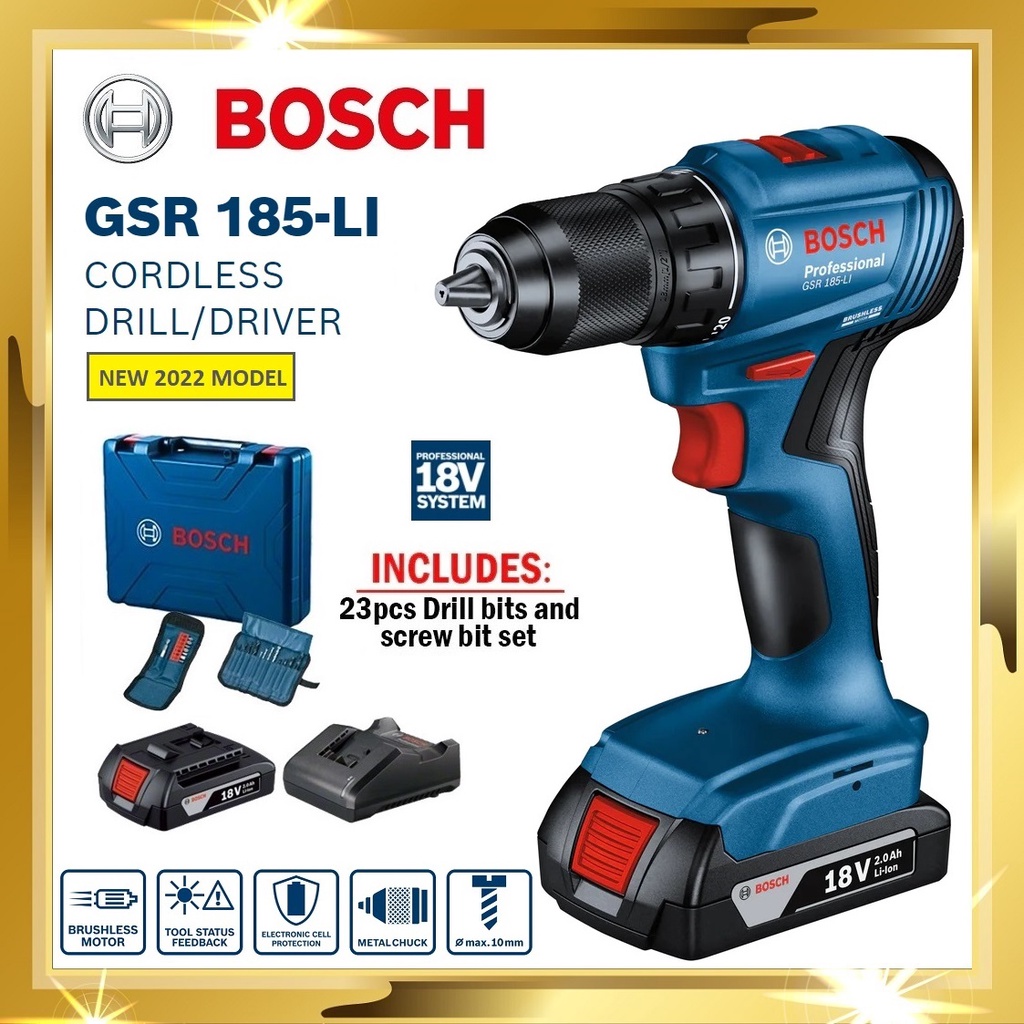 Bosch GSR 185 LI Cordless Drill Driver 18V GSR185-LI Brushless Motor / Gerudi Bateri Mudah Alih ...