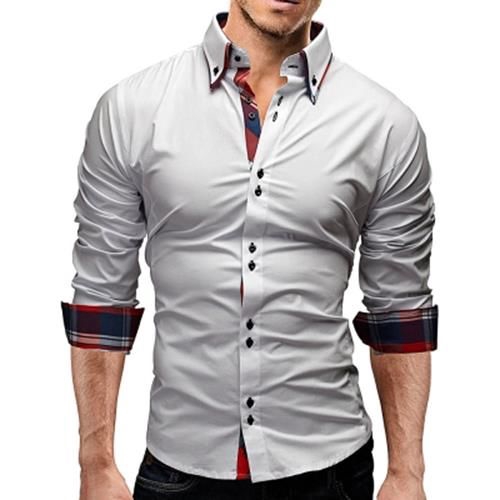 Button Down Double Layer Collar Shirt White Shopee Malaysia