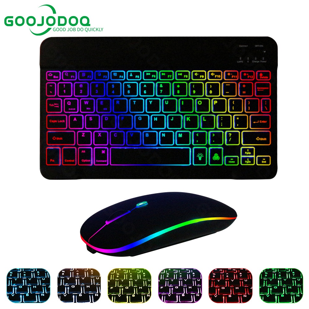 GOOJODOQ Backlit wireless keyboard and Mouse rechargeable Silent ...