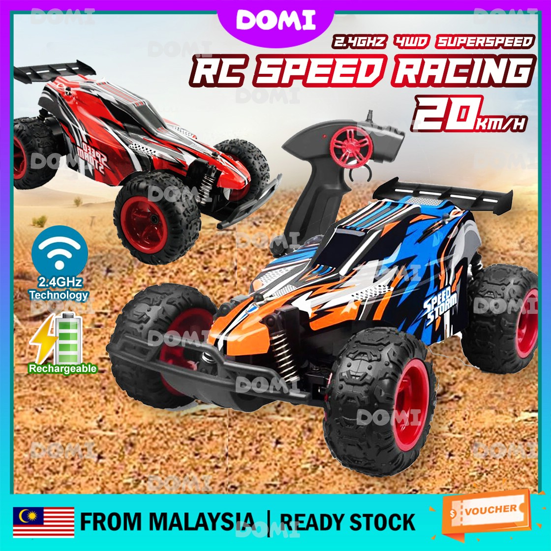 DOMI Rechargeable RC Remote Control Car 4WD 20km/h Sport Off-Road Truck ...