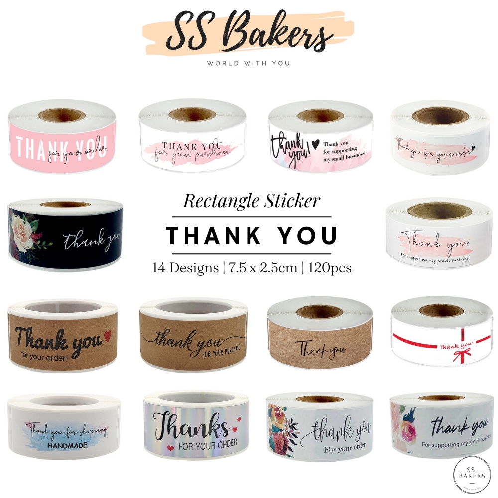 Rectangle Thank You Sticker Seal Tape Label Sticker Food Packing ...
