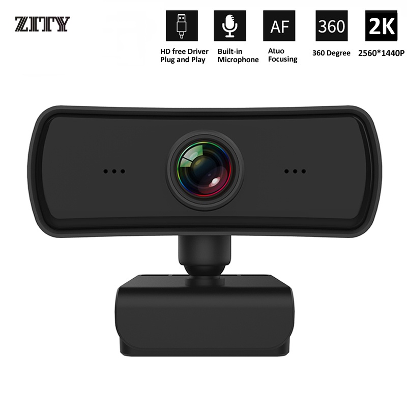 FULL HD 2K Webcam Web Camera with Microphone 360 Degree Adjust USB 2.0 ...
