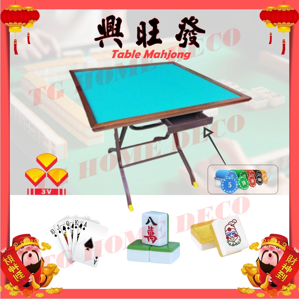 3V Mahjong & Lami Table / Fordable Square Mahjong Table / Meja Judi ...
