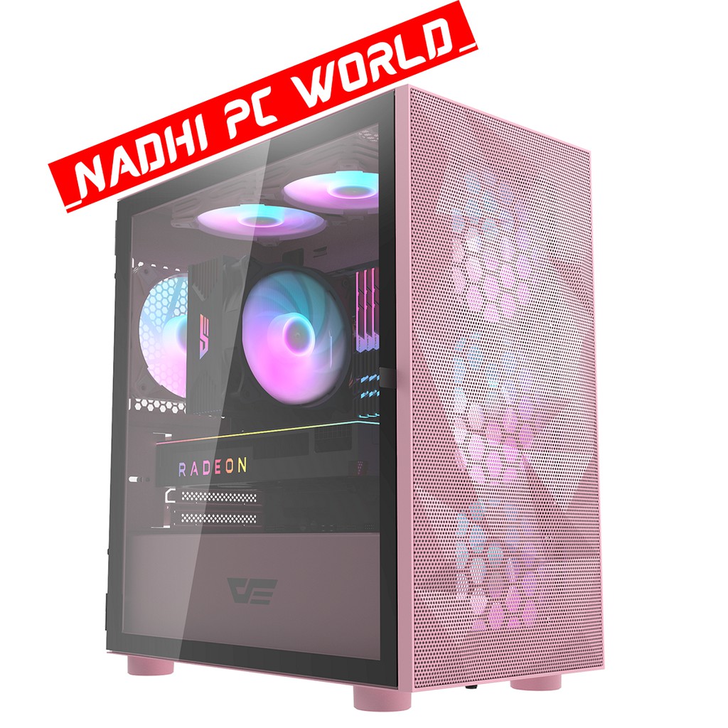 AIGO DarkFlash DLM21 MESH PINK mATX Chassis / Full Window | GAMING CASE ...
