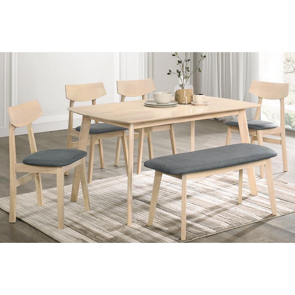KEN Solid Wood Dining Set 1 + 1 + 4 Seaters/SET MEJA MAKAN/MEJA KERUSI ...