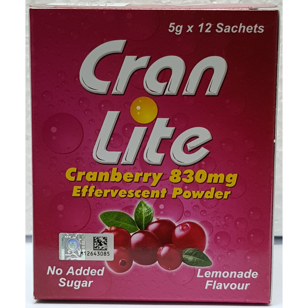 Cran Lite Cranberry 830mg Effervescent Powder Lemonade Flavor (5g x 12 ...