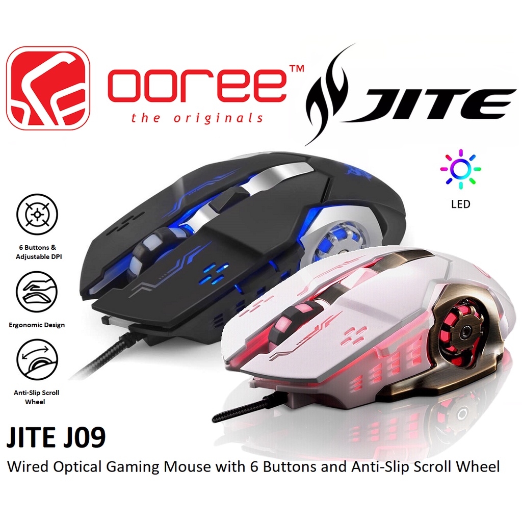 JITE JT-09 WIRED USB 6 BUTTONS GAMING MOUSE WITH ADJUSTABLE DPI ...