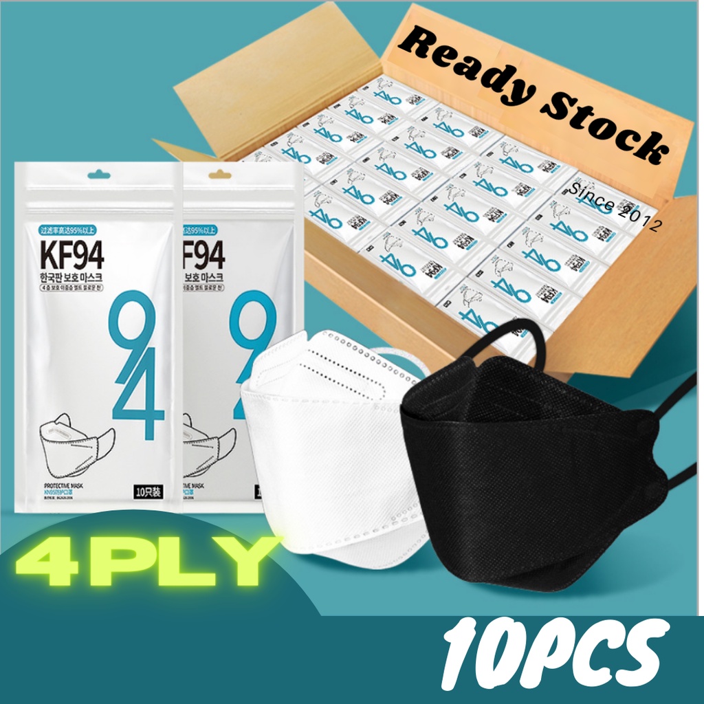 [ReadyStock] 10Pcs Full 4Ply 3D KF94 Face Mask Protective Face mask ...