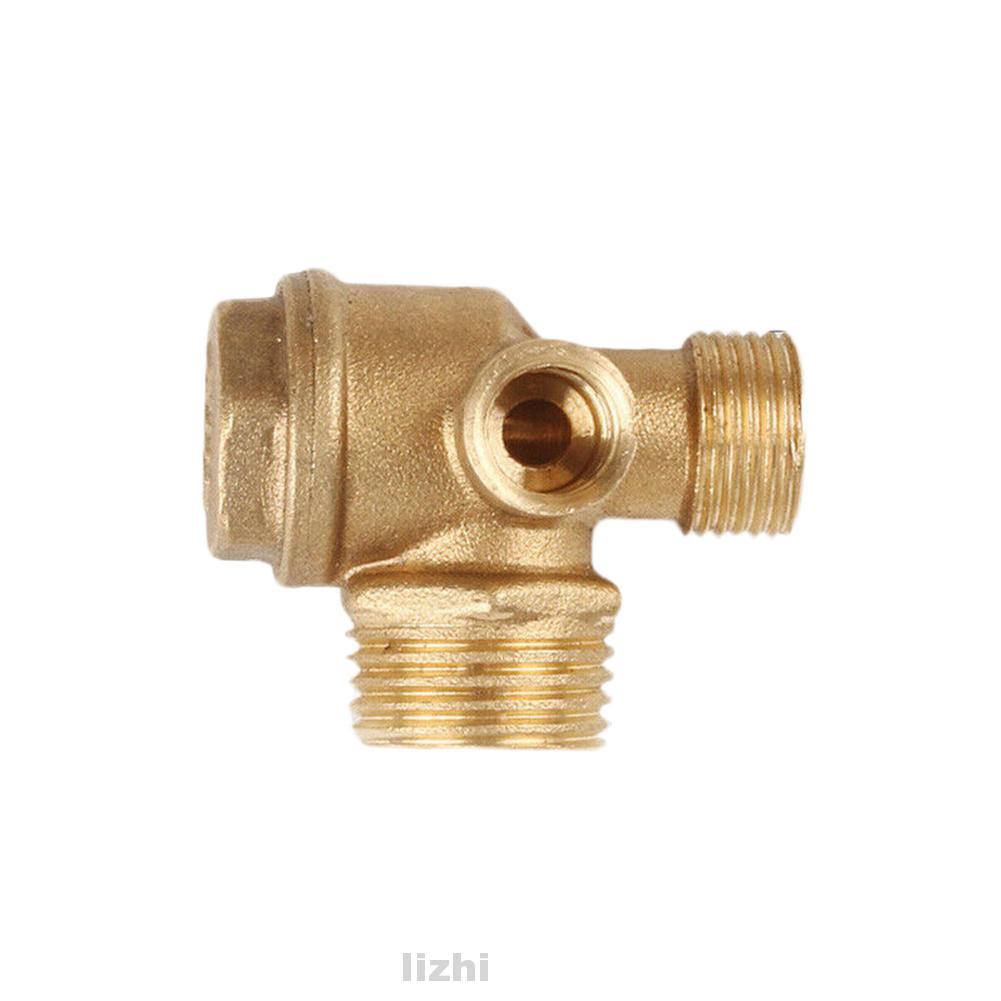 3 Way Gold Tone Tube Connector Non Return Air Compressor Tool Thread ...