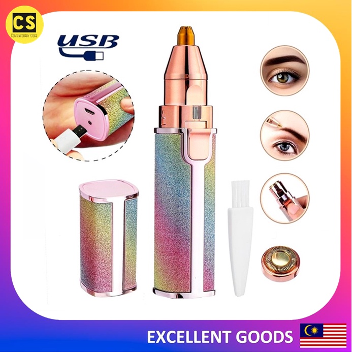 CS 2 in1 Eletric Eyebrow Trimmer Makeup Painless Eye Brow Epilator Mini ...