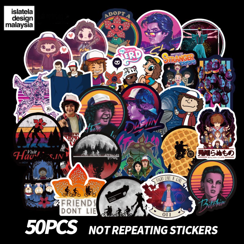50pcs STRANGER THINGS Vinyl Decal graffiti STICKERS bomb for laptop ...