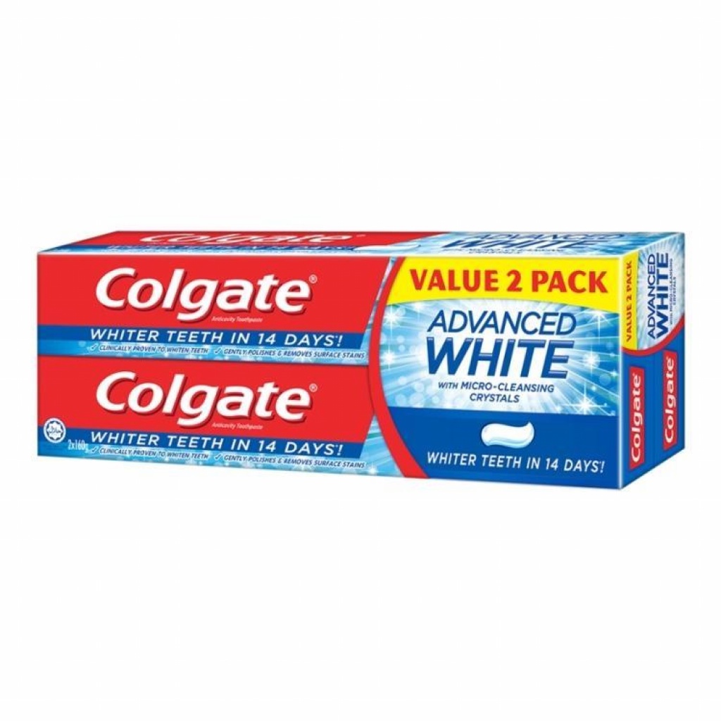 Colgate Advanced White Whitening Toothpaste Valuepack 160g x 2 | Shopee ...