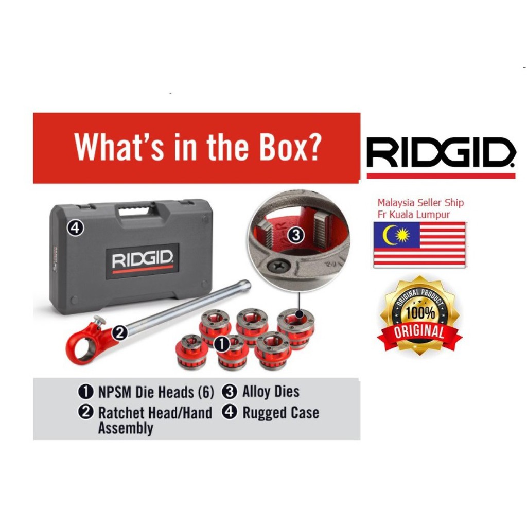 Ridgid 1/2 To 1-1/4" 4-Die-Head Pipe Threader Set 06353502 MSC ...