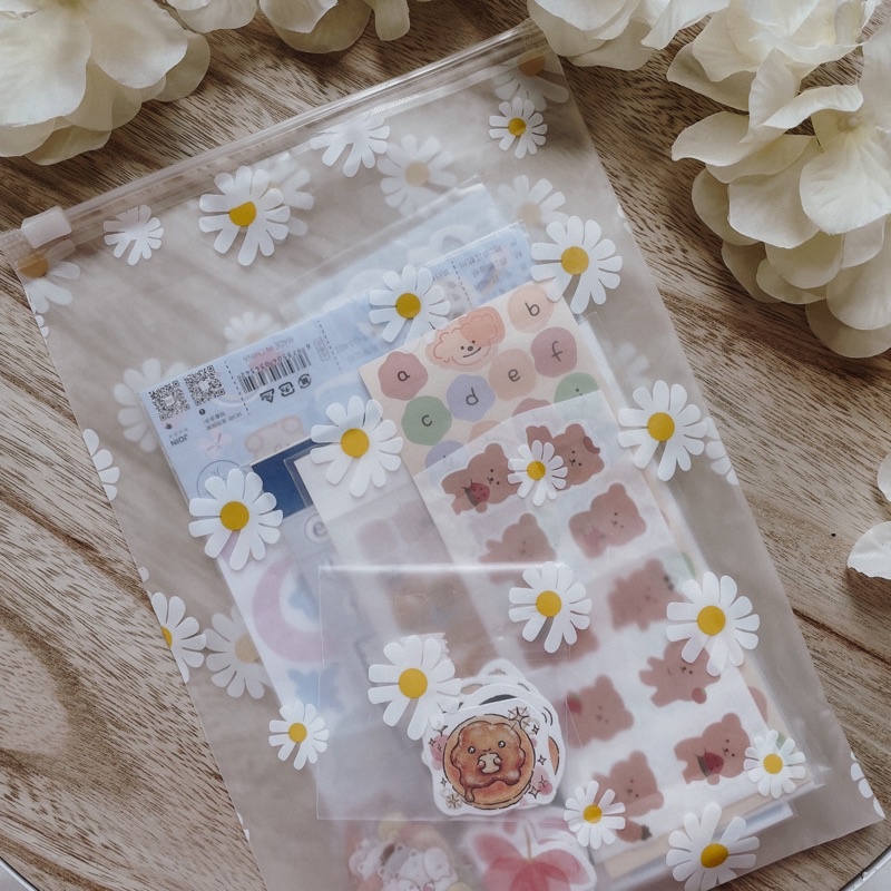 Sticker Storage / Zipper Bag Versatile Organizer Aesthetic Flowers For ...