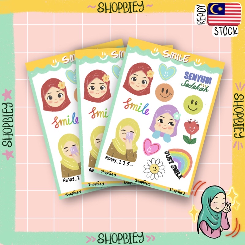 Stickers sheet smile cute islamic stickers for journaling and planners ...