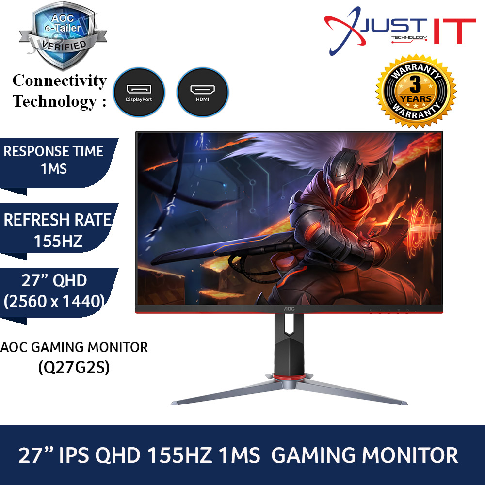 Aoc q27g2s 27" ips 155hz 1ms adaptive sync qhd gaming monitor | BeeCost