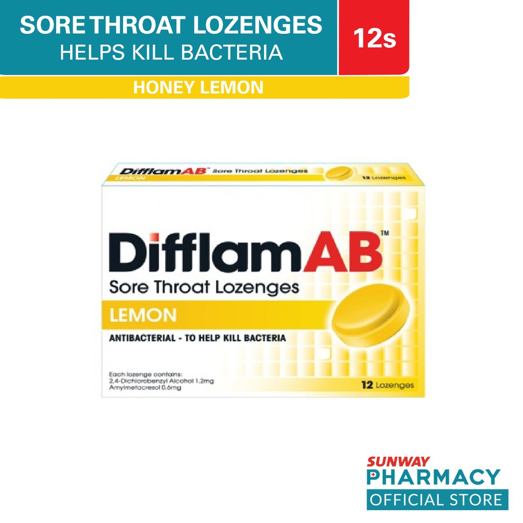 Difflam Ab Sore Throat Lozenges - Honey Lemon (12's) | Shopee Malaysia