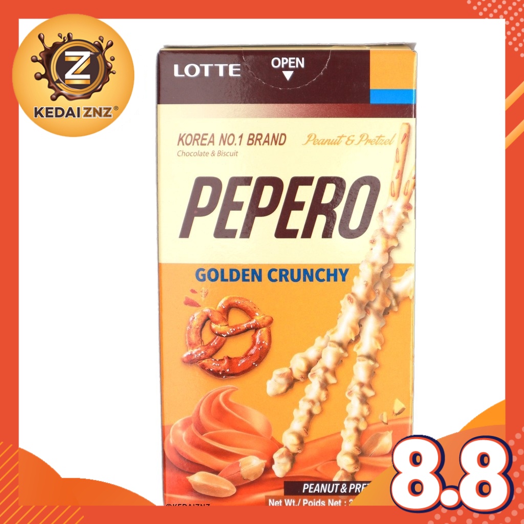 Chocolate LOTTE PEPERO GOLDEN CRUNCHY Peanut & Pretzel Box 32g Coklat ...