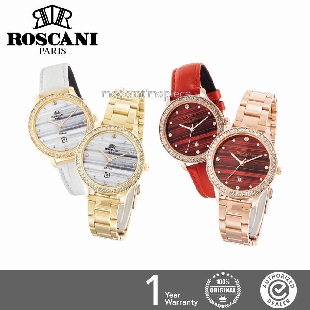 ROSCANI E80 Series Gemstone Stainless Steel Woman's Watch (Free Leather ...