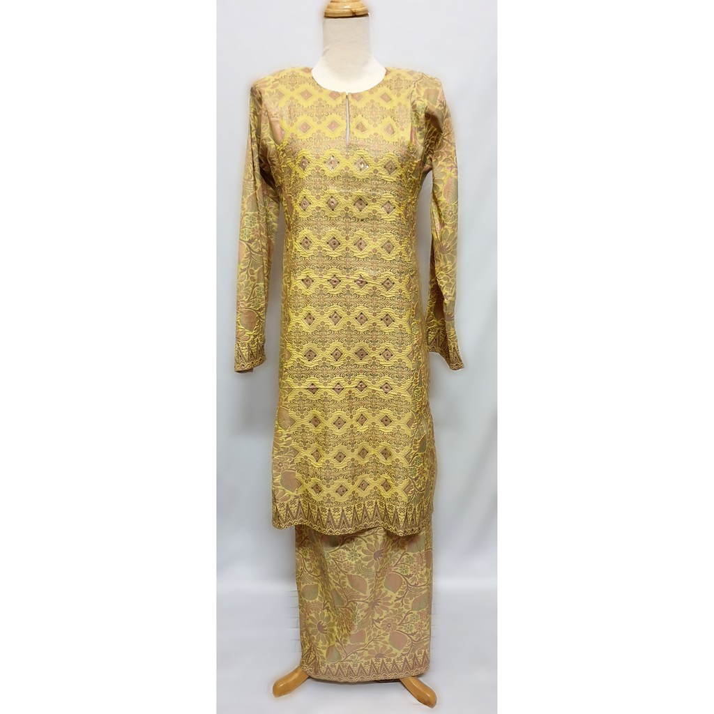 [Preloved] Baju Kurung Songket Warna Kuning (M size) | Shopee Malaysia