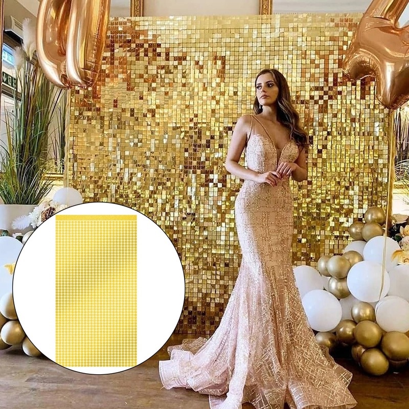 2M Square Glitter Curtain Metallic Birthday Wedding Party Backdrop ...