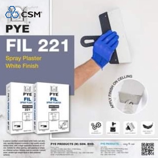 PYE FIL 221 Spray Plaster White Fininsh Pyefil Skim Coat 25kg | Shopee ...