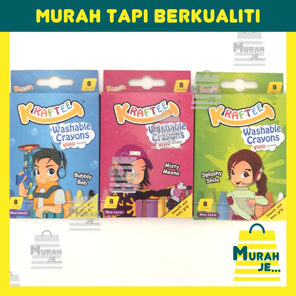 Kraftee Washable Crayons [8 Colour] 3 Design Special Edition Character ...