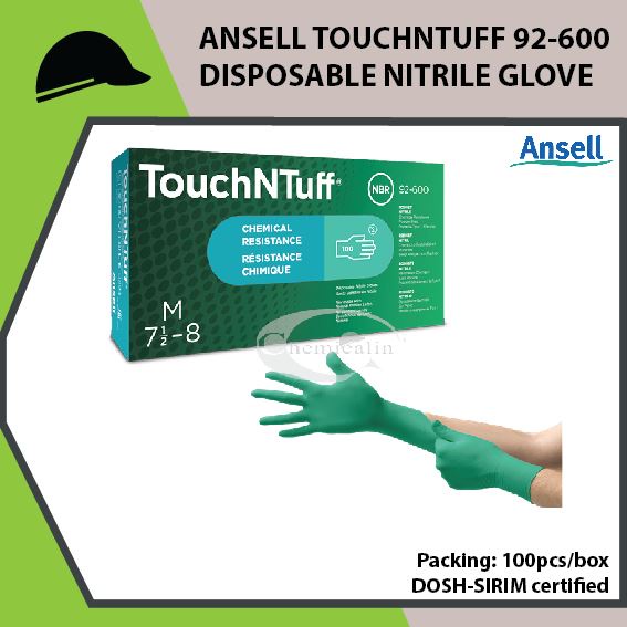 ANSELL TOUCHNTUFF 92-600 DISPOSABLE NITRILE GLOVE | Shopee Malaysia