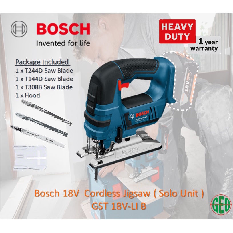 BOSCH GST 18V-LI B 18V CORDLESS JIGSAW - SOLO UNIT WITHOUT BATTERY ...