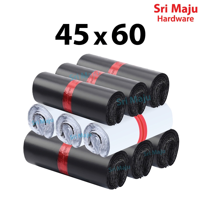 MAJU 45x60 White Black Quality Courier Plastic Bag Packing Poslaju J&T ...