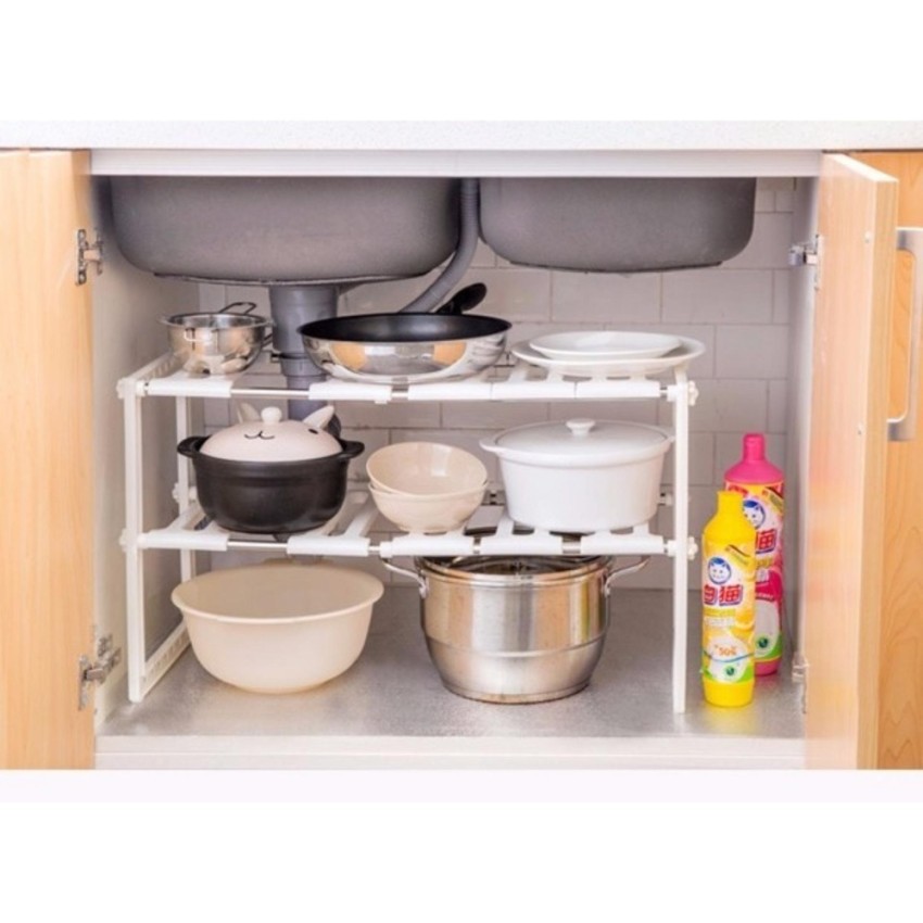 Multi Purpose 2 Tier Expandable Under the Sink Rack Kitchen Rack ...