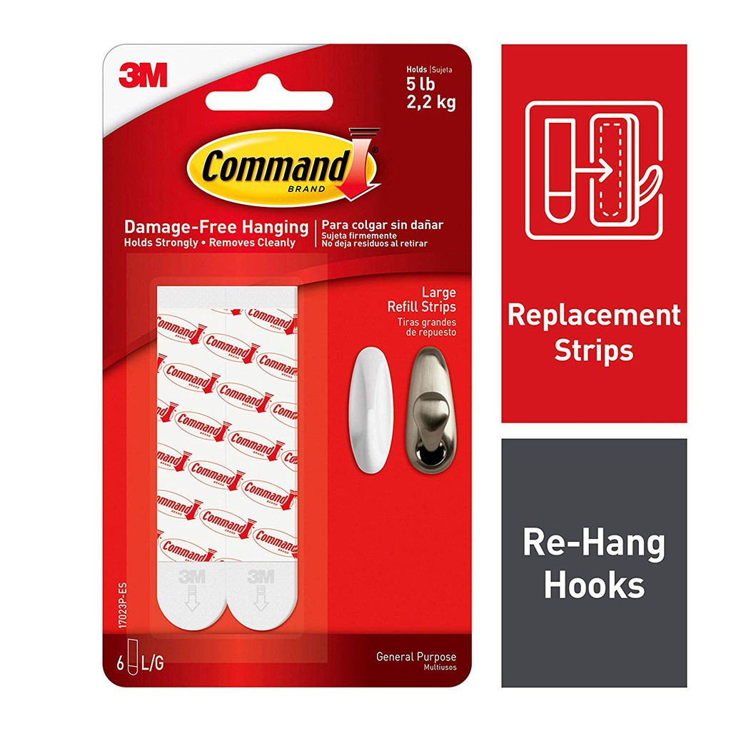 3M Command Large Refill Strips, Re-Hang Indoor Hooks (17023P-ES ... 3M Command Large Refill Strips, Re-Hang Indoor Hooks (17023P-ES ...