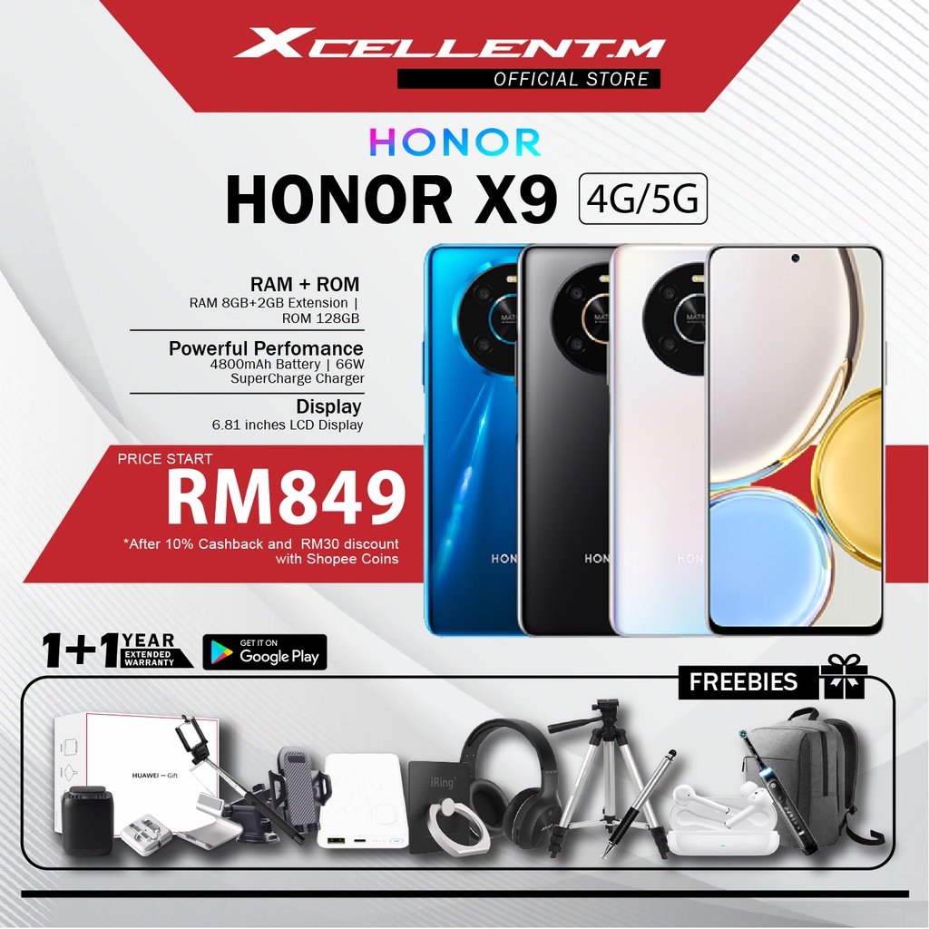 HONOR X9 4G/5G [8GB RAM+2GB RAM + 128GB ROM] - READY STOCK - ORIGINAL HONOR MALAYSIA | Shopee ...