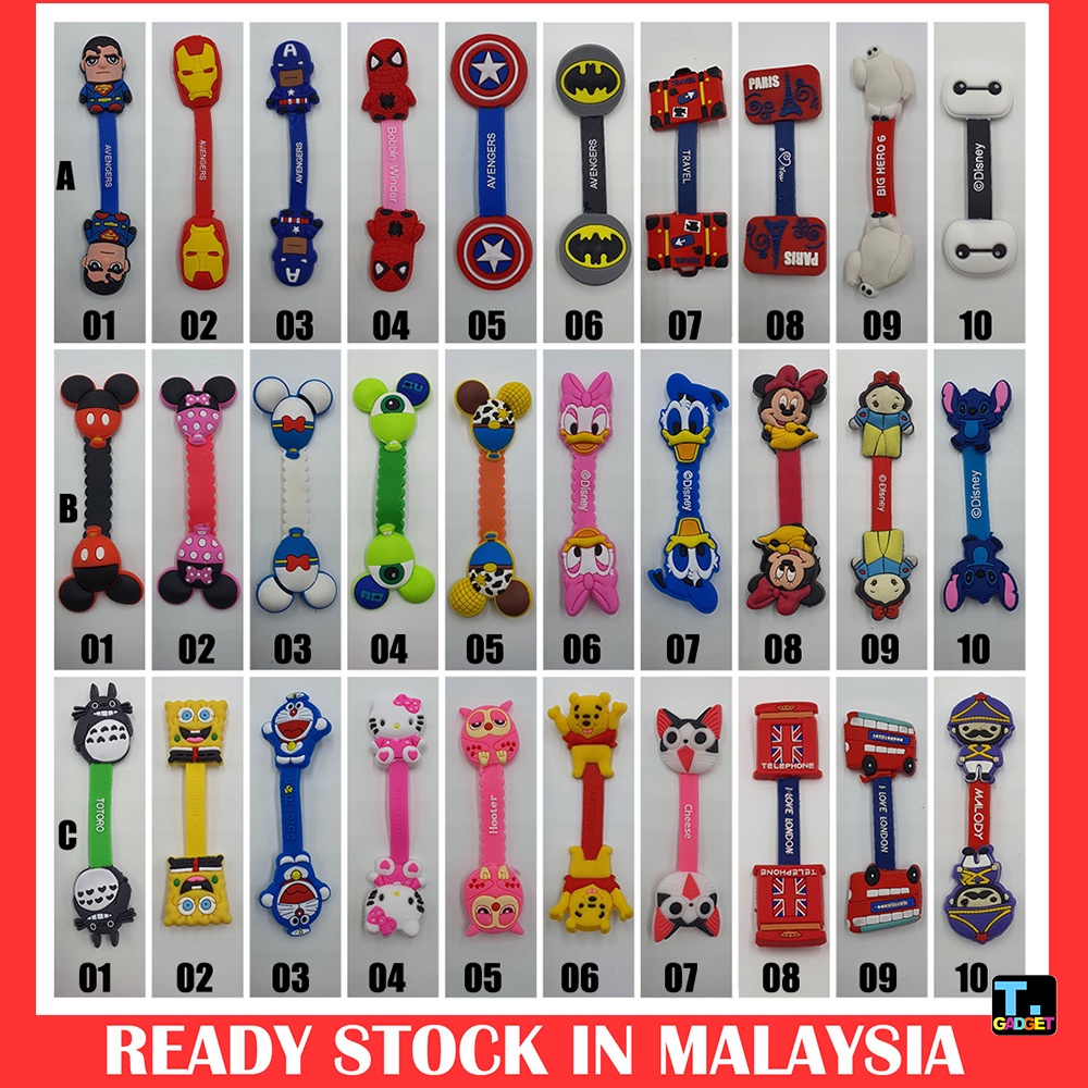 ABC Cute Cartoon Cable Clip Clipper Mobile Phone USB Winder Silicone ...