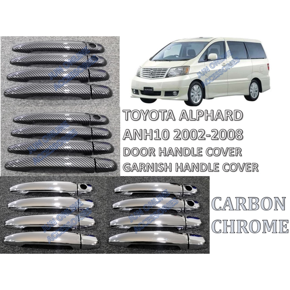 Toyota Alphard ANH10 2002-2007 Chrome Carbon Style Garnish Door Handle ...