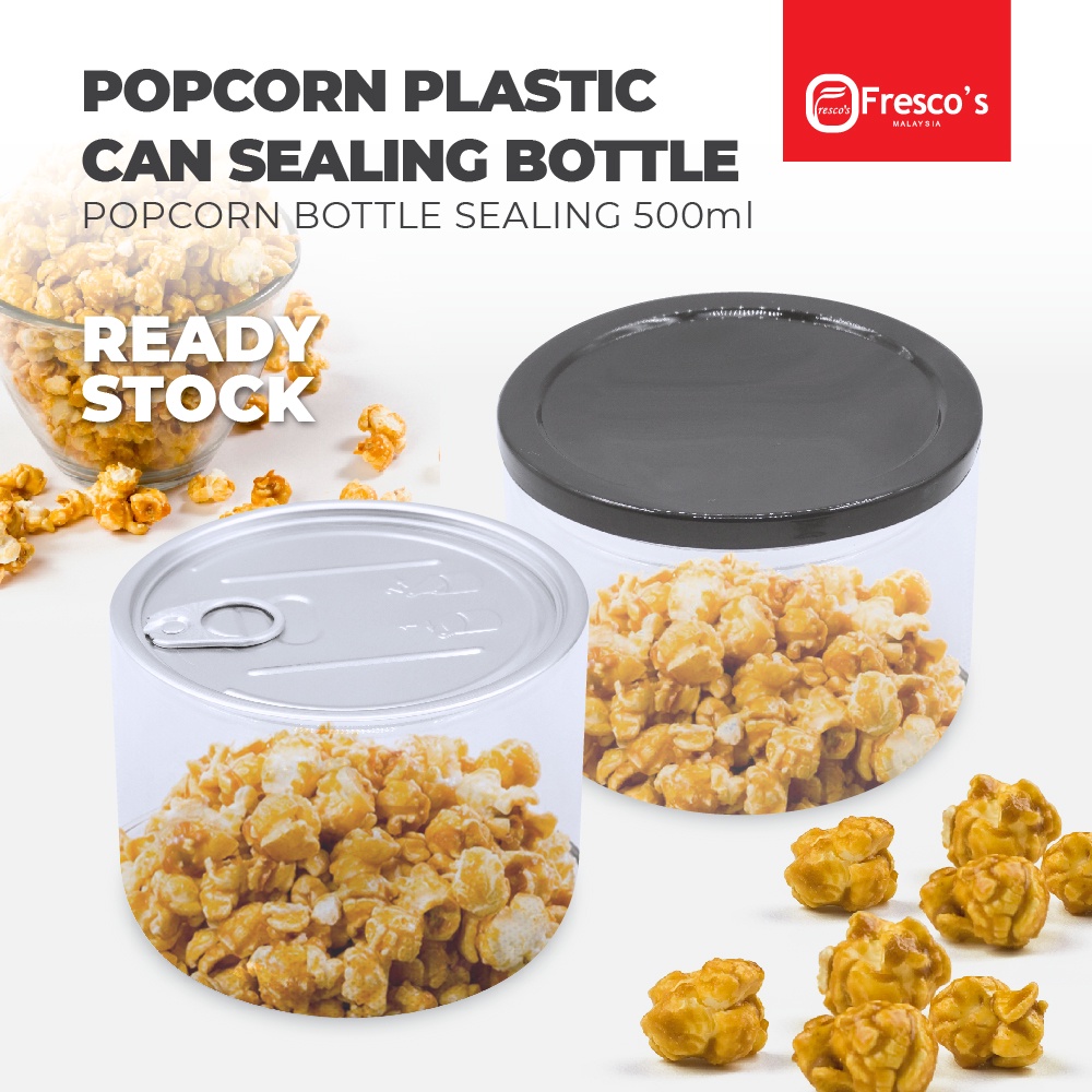 Plastic Can Sealing Bottle Popcorn 10cm x 10cm BUNDLE 60PC 500ml Botol ...