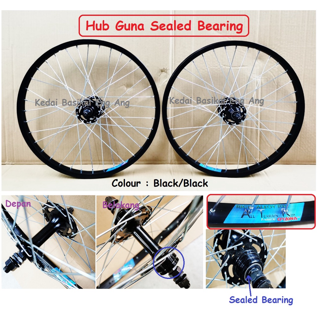 BMX Rim Alloy 36 holes , Hub Alloy Sealed Bearing sesuai untuk basikal ...