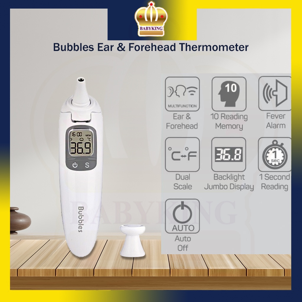Original Bubbles 2 in 1 Ear And Forehead Thermometer With Fever Alarm ...