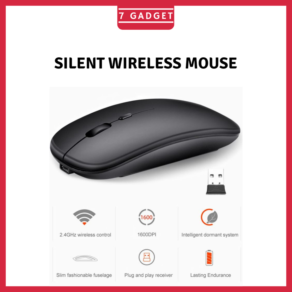Silent Wireless Mouse Optical Adjustable Rechargeable Quiet Mouse for ...
