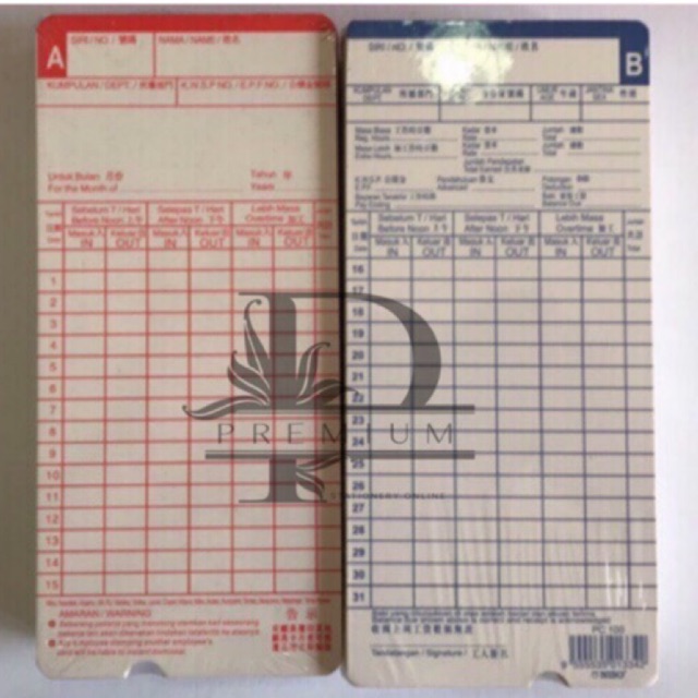 Punch Card (100 Pcs) / Time Recorder Card / Punch Kad | Shopee Malaysia