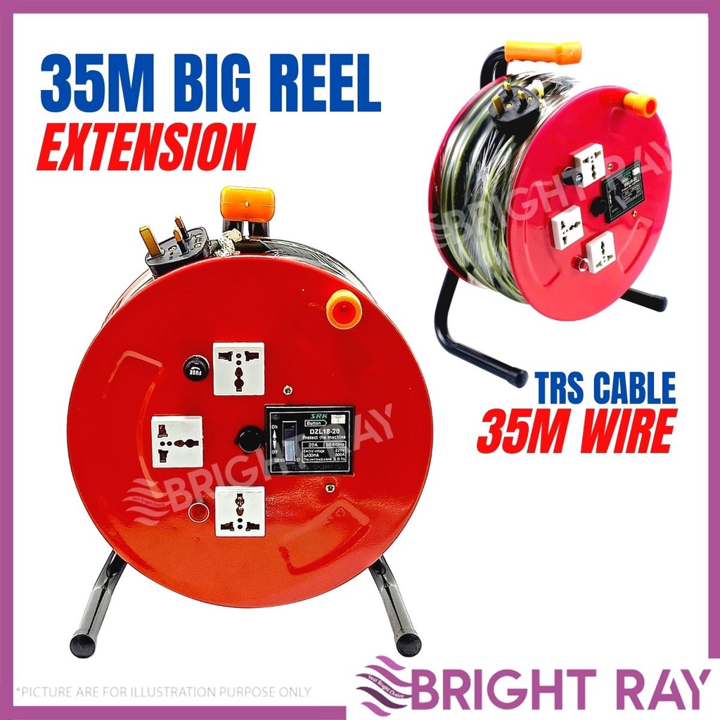 HEAVY DUTY BIG REEL 3 Way Multi Extension Socket Universal Socket ...