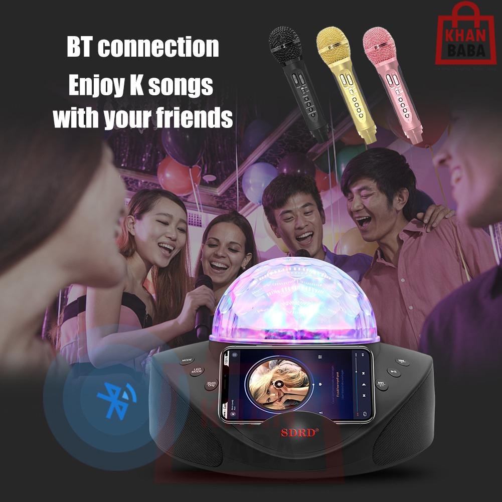 SD308 Dual Wireless Microphone Bluetooth Speaker Mobile Karaoke Stereo ...