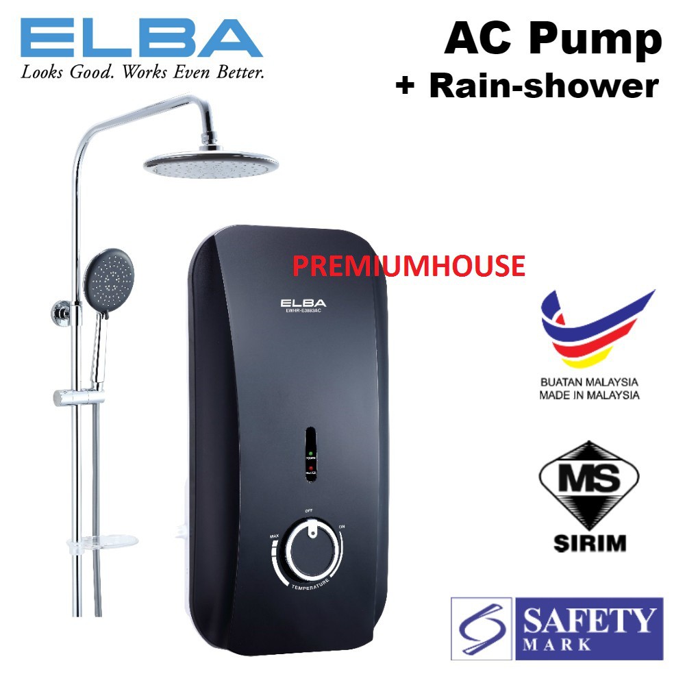 ELBA EWHR-E3883AC(GB) Rain-Shower Water Heater (AC Booster Pump ...