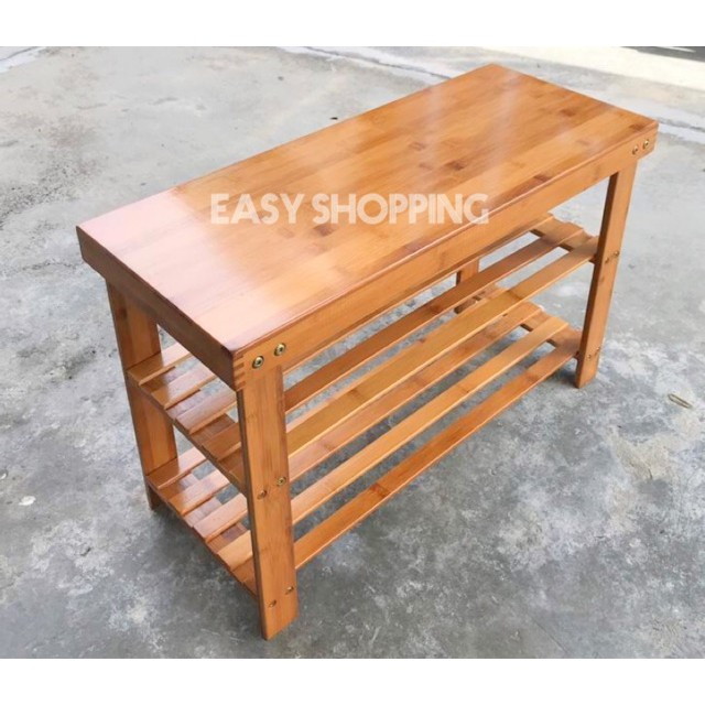 Wooden Bench With Shoe Storage Shoe Rack (BAMBOO WOOD) Seat For Wearing ...